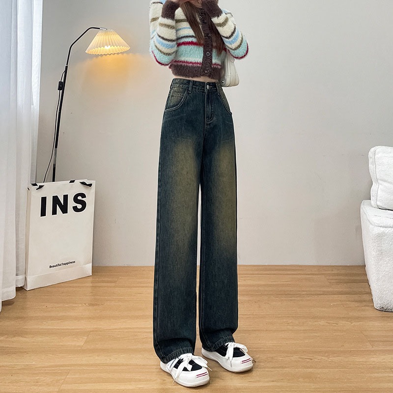 Quần Jean Loang Màu Ống Rộng Dáng Suông Nữ Unisex WASH MIAA, Quần Bò ...