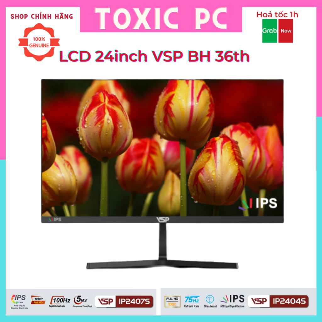 Màn hình 24inch VSP LED IPS tràn viền V2407S 100hz , LCD 24 inch, Bảo ...