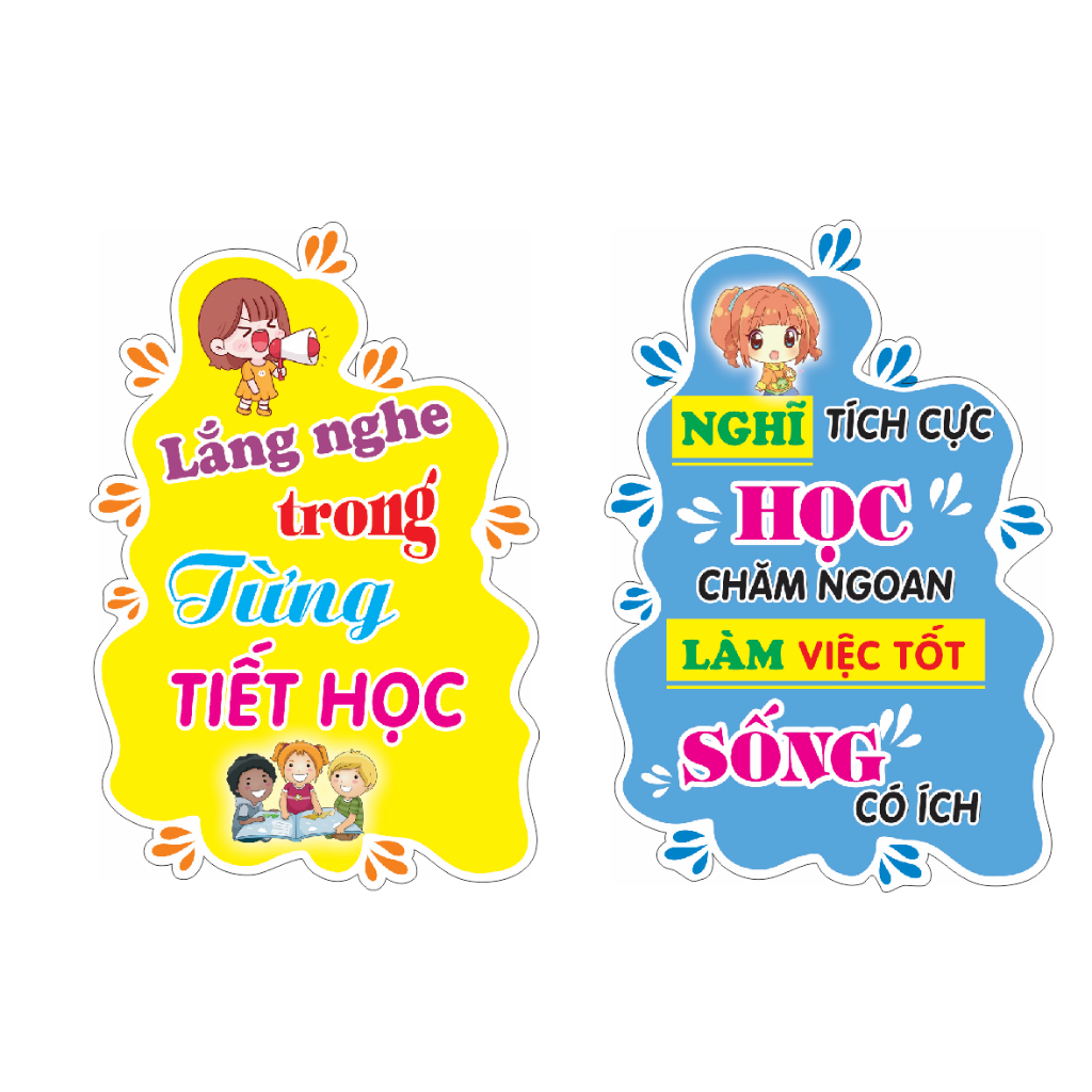 Trang trí lớp: SET 2 TRANH SLOGAN KHẨU HIỆU TRONG LỚP HỌC CHẤT LIỆU ...