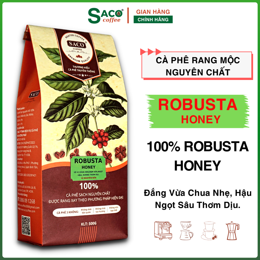 1Kg Cà phê rang xay Robusta Honey nguyên chất vị đắng đầm hậu vị ngọt ...
