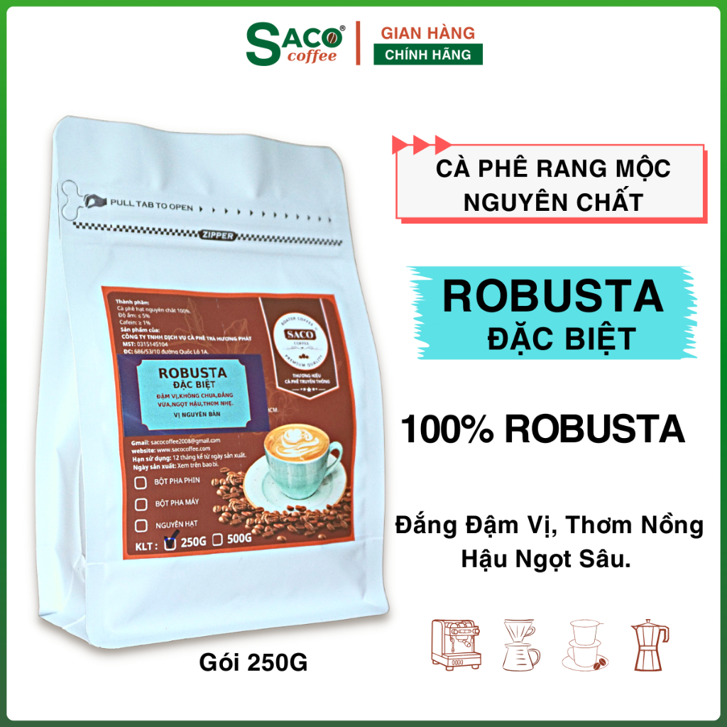 Cà phê Robusta (gu TRUYỀN THỐNG)cafe nguyên chất rang xay,gói 250G, cà ...