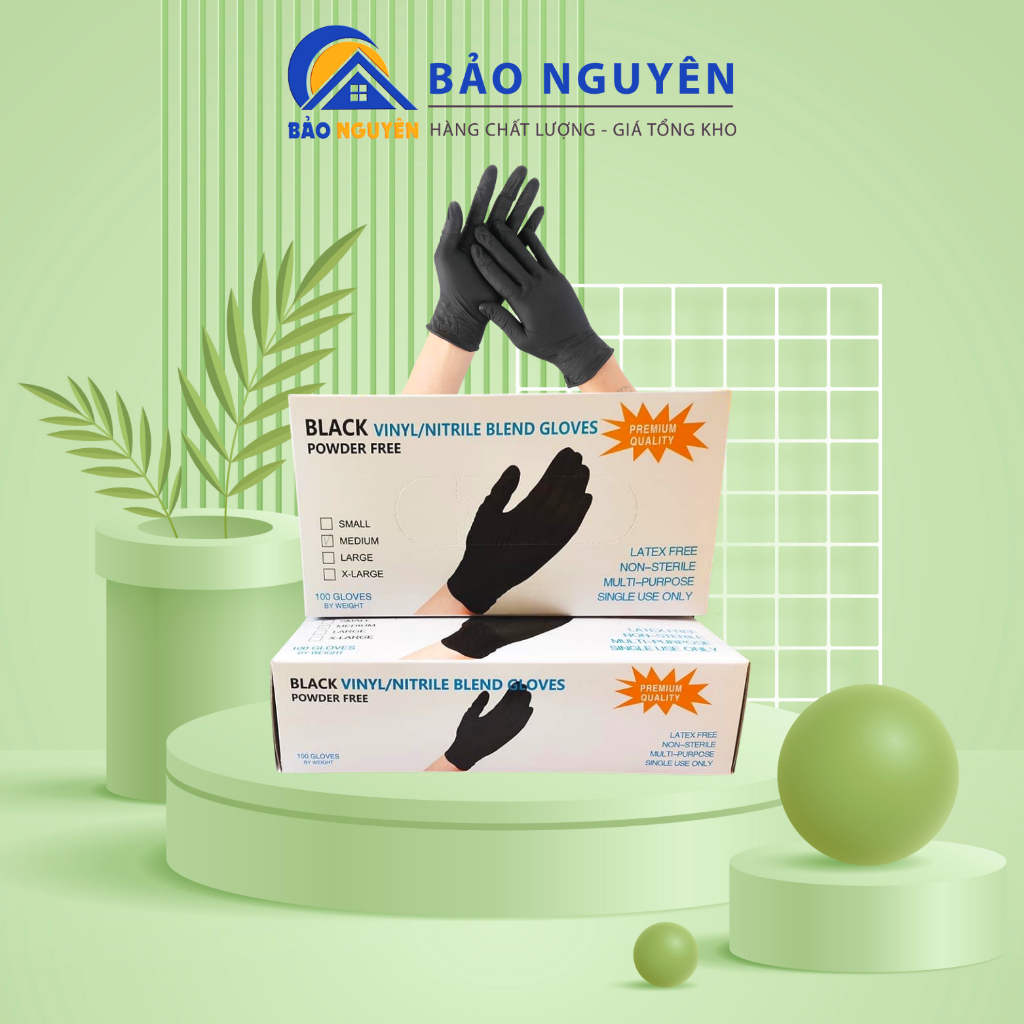 Hộp 100c Bao Tay Cao Su Đen Y Tế Không Bột Găng Tay Đen Siêu Dai Sử ...