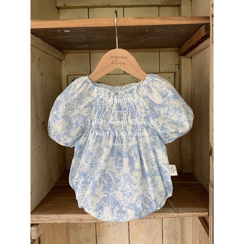 Suit tay bồng hoa xanh vintage cho bé! | Shopee Việt Nam