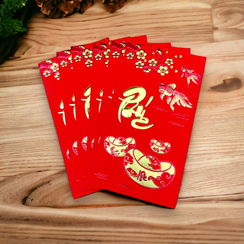 Set 6 Bao Lì Xì Đỏ In Nổi ép kim giấy phủ nhung cao cấp , hàng Trung ...