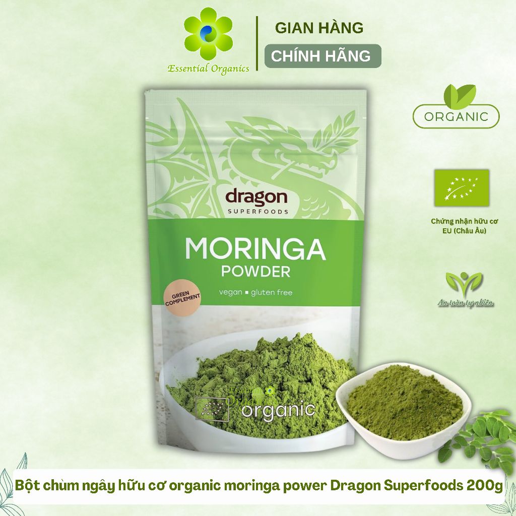 Bột chùm ngây hữu cơ organic moringa power Dragon Superfoods 200g ...