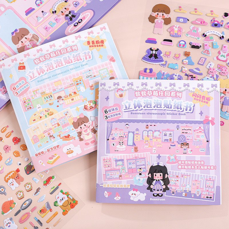 Sticker cute/ Sổ sticker nhiều hình dán nổi 3D tương tác sáng tạo hình ...