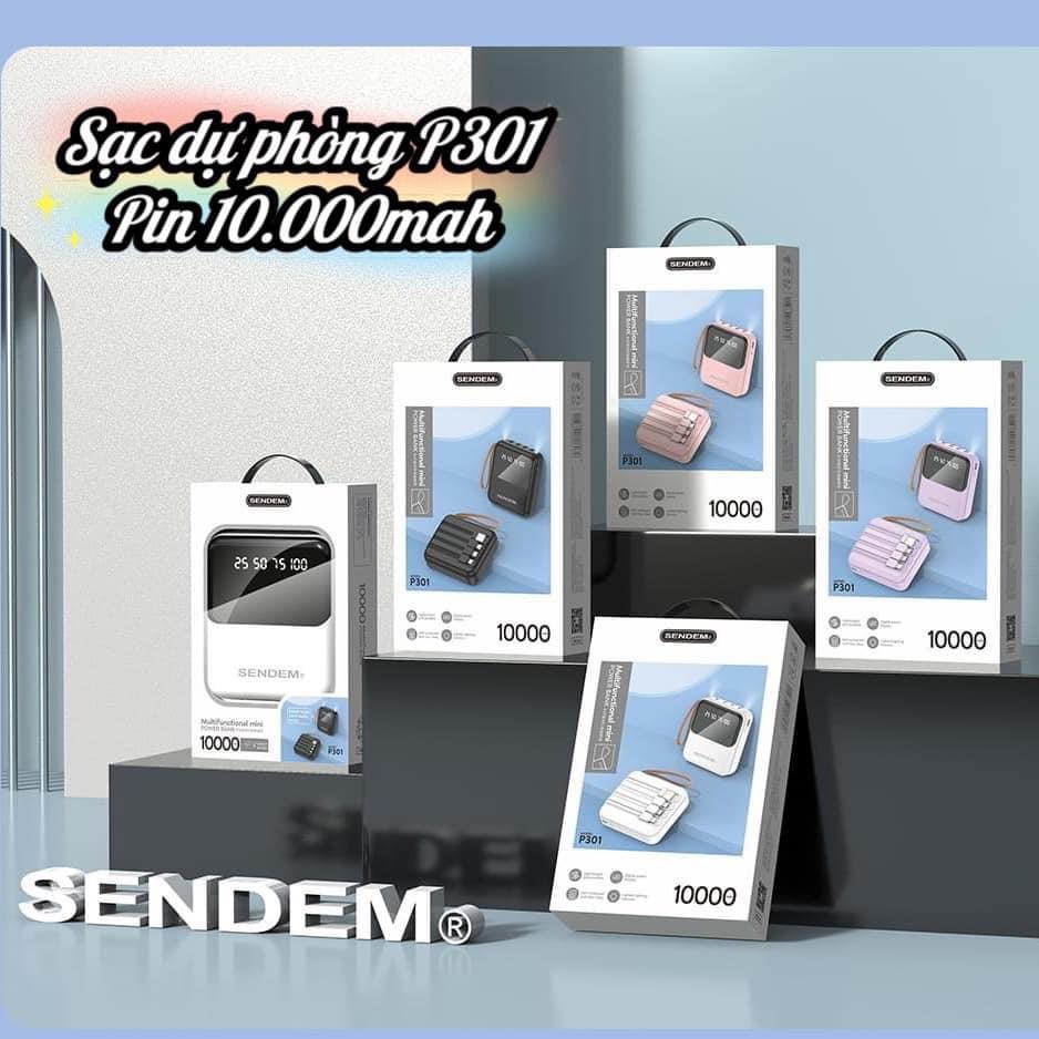 Sạc Dự Phòng Sendem P301 10000mAh Tích Hợp 4 Dây Sạc, Nhỏ Gọn Thời ...