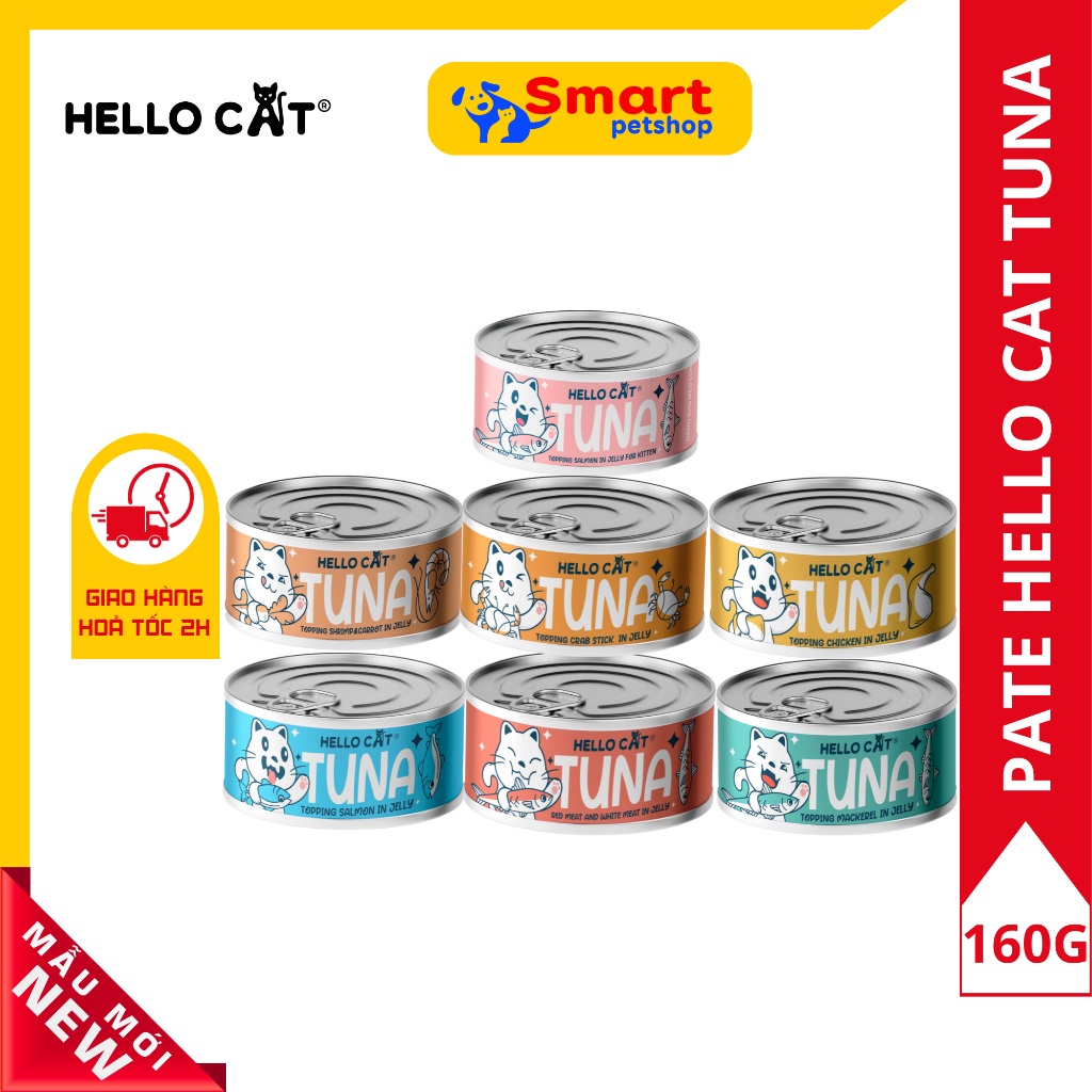 Thức Ăn Cho Mèo - Pate Cho Mèo Mọi Lứa Tuổi Trong Thạch Hello Cat Tuna 160g | Shopee Việt Nam