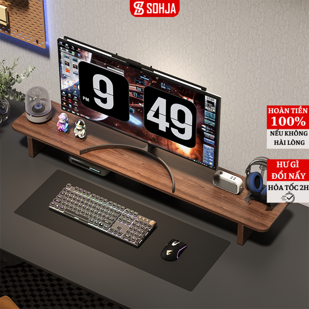 Kệ để màn hình máy tính decor góc làm việc gỗ MDF thương hiệu SOHJA - SA28 | Shopee Việt Nam