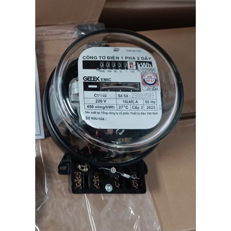 Đồng hồ điện 1 pha / Công tơ điện 1 pha cơ Gelex Emic mã CV140, dòng ...