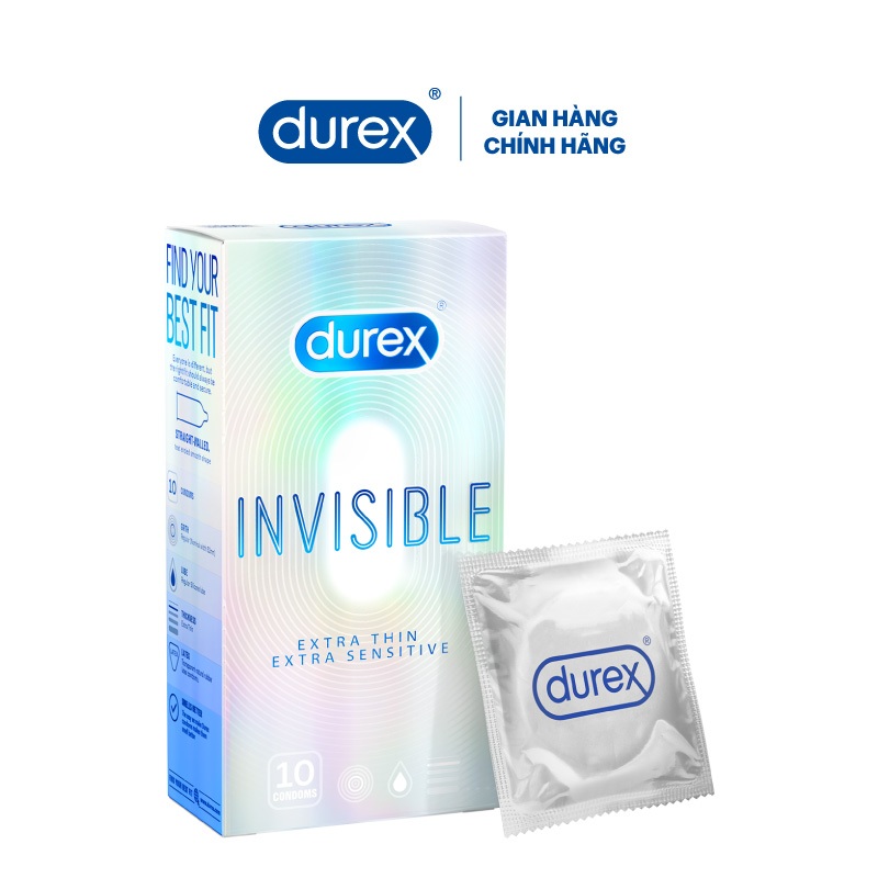 Bộ 1 hộp Durex Invisible siêu mỏng (size 52mm) và 1 chai gel bôi trơn ...