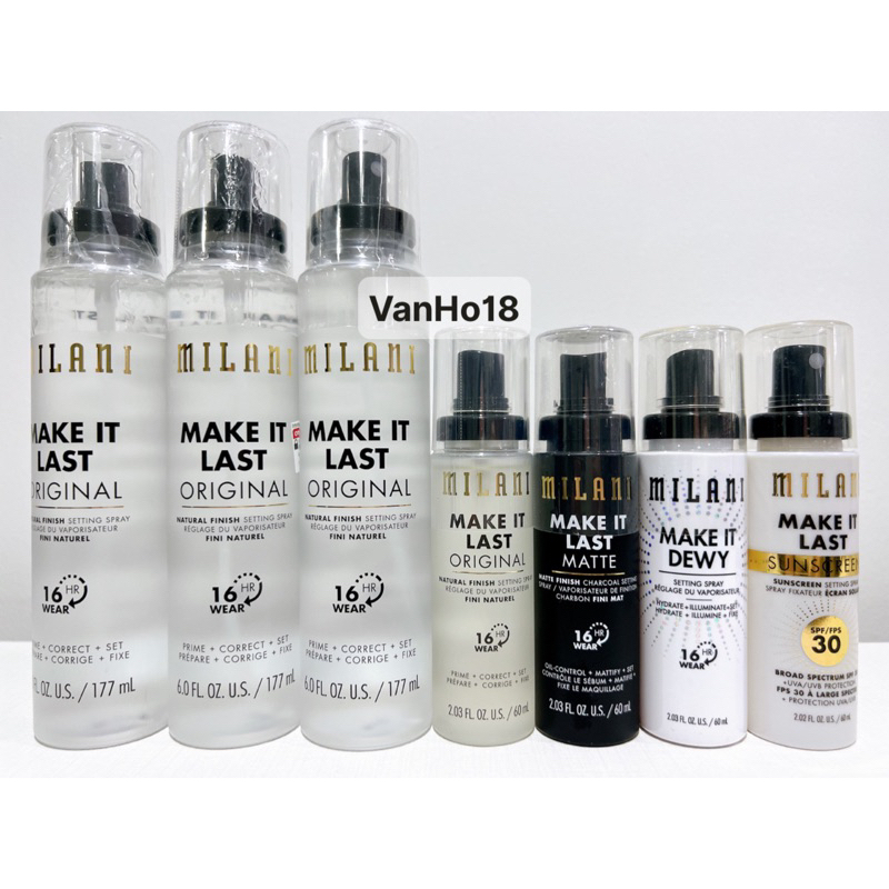 Xịt khoá nền giữ lớp trang điểm MILANI Make It Last Setting Spray (Dewy ...