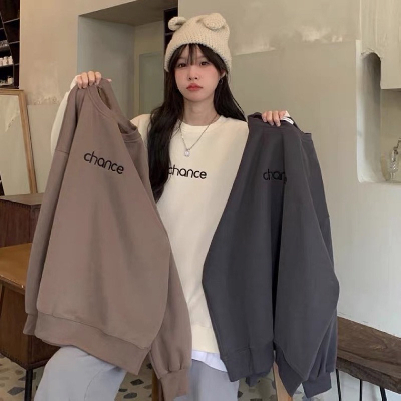 Áo sweater nam nữ. áo hoodie nỉ bông 2 mặt dày đẹp in chữ chance ...