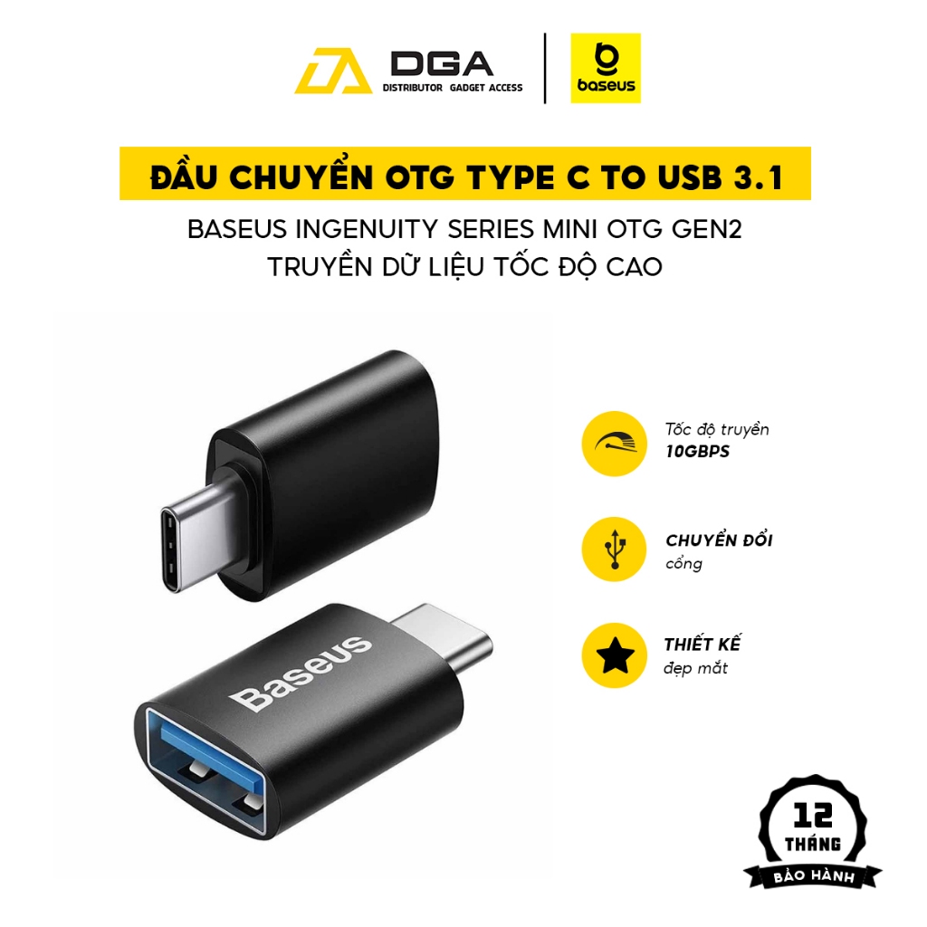 Đầu chuyển OTG Type C to USB 3.1 Baseus Ingenuity Series Mini OTG Gen2 ...