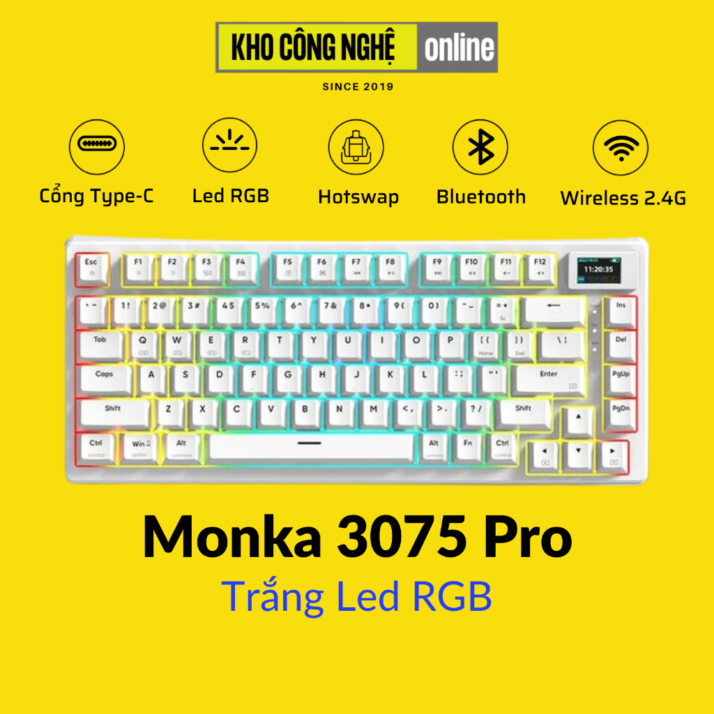 Monka 3075 V2 Pro - Bàn phím cơ Monka 3075 V2 Pro Mạch Xuôi (Led RGB ...