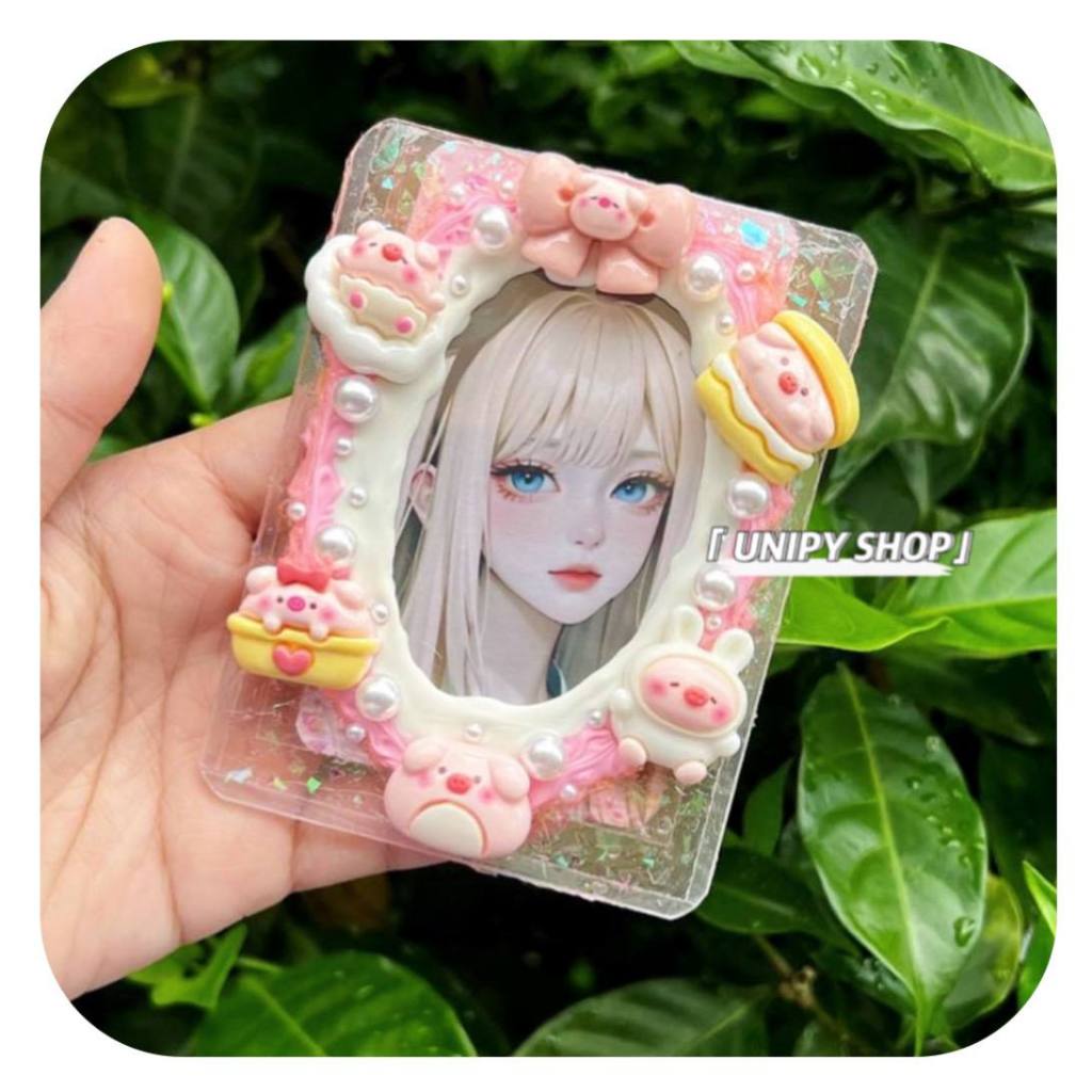 Toploader Decor Charrm Kem Keo B8 Heo Hồng Pastel Thẻ Đựng Card