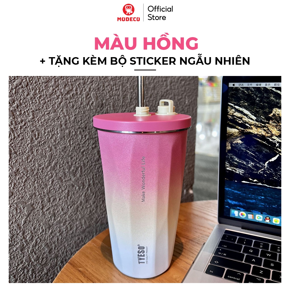 Ly Giữ Nhiệt Cao Cấp Tyeso 600ml, Cốc Giữ Nhiệt Có Ống Hút Modeco - Chất Liệu Inox 304 giữ lạnh ...