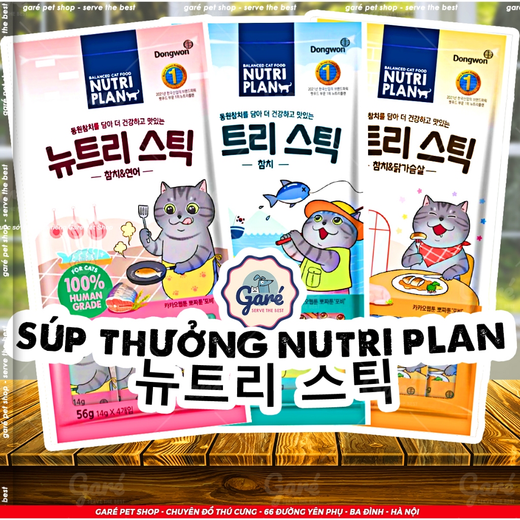 Súp thưởng Nutri Plan Stick cho Mèo con Mèo trưởng thành từ Hàn Quốc Thịt & Cá tươi ngon Garé ...