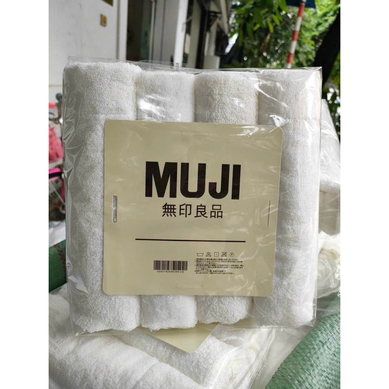 Set 4 khăn muji trắng 35*80cm | Shopee Việt Nam