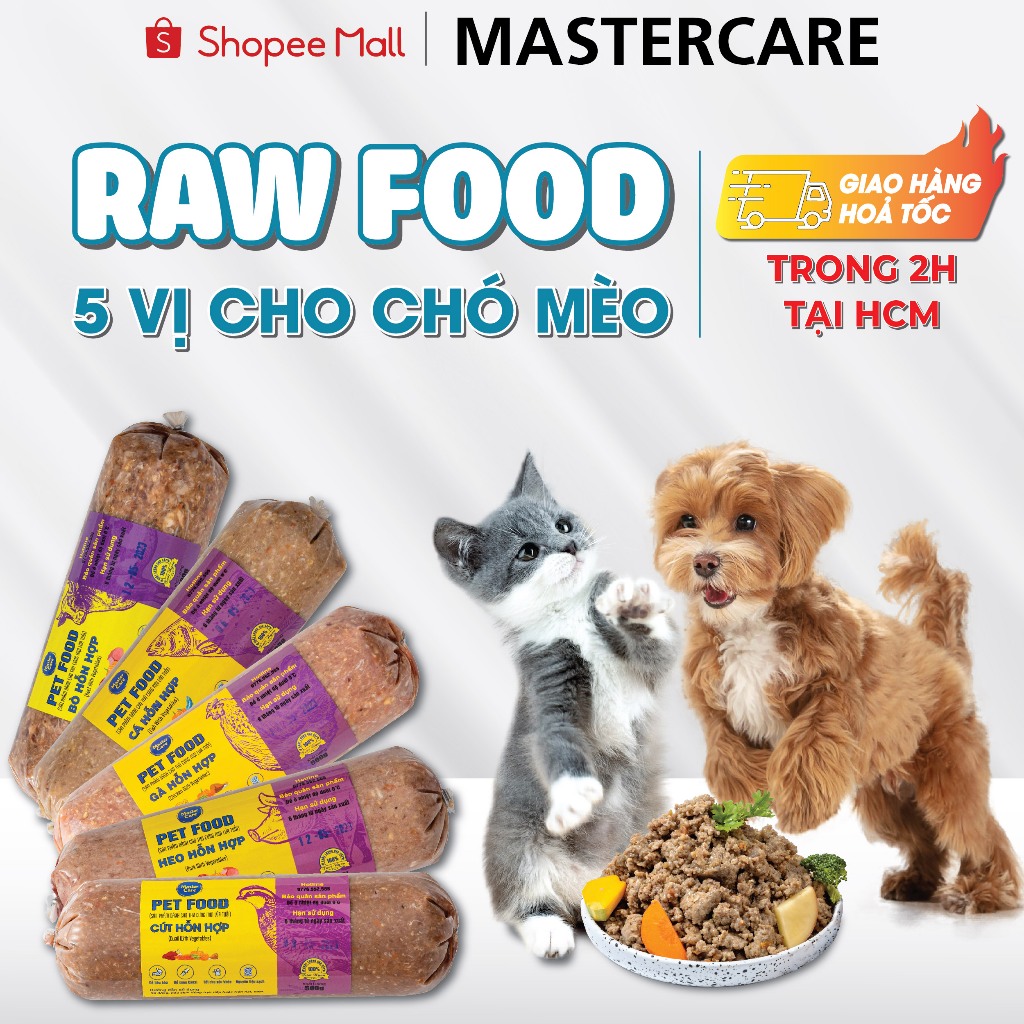 Thức Ăn Cho Chó Mèo MASTERCAE Thịt Tươi Đủ Vị Gà, Bò, Heo, Cá, Cút Thức ...