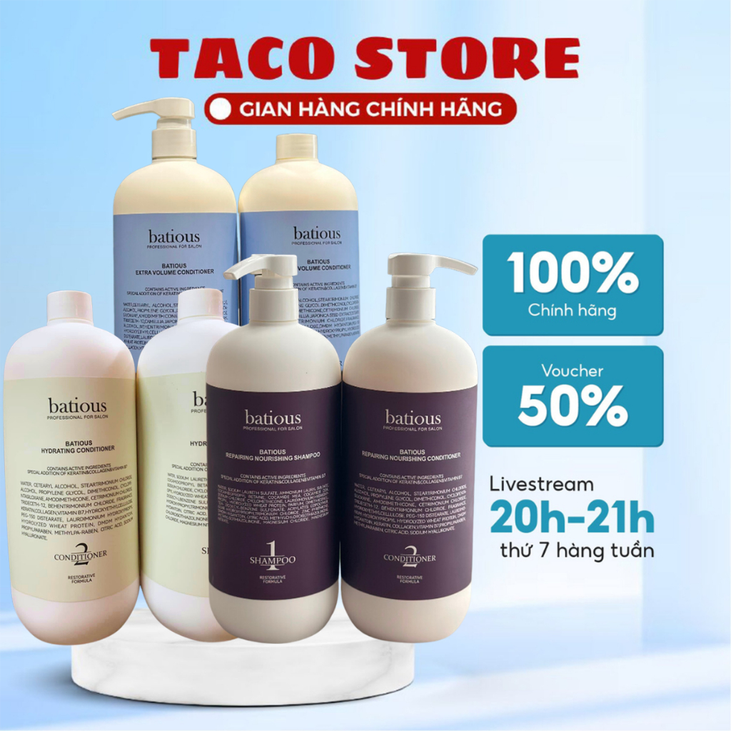 Cặp Dầu Gội Xả Batious 960ml 500ml Chính Hãng Phục Hồi Tóc Hư Tổn ...