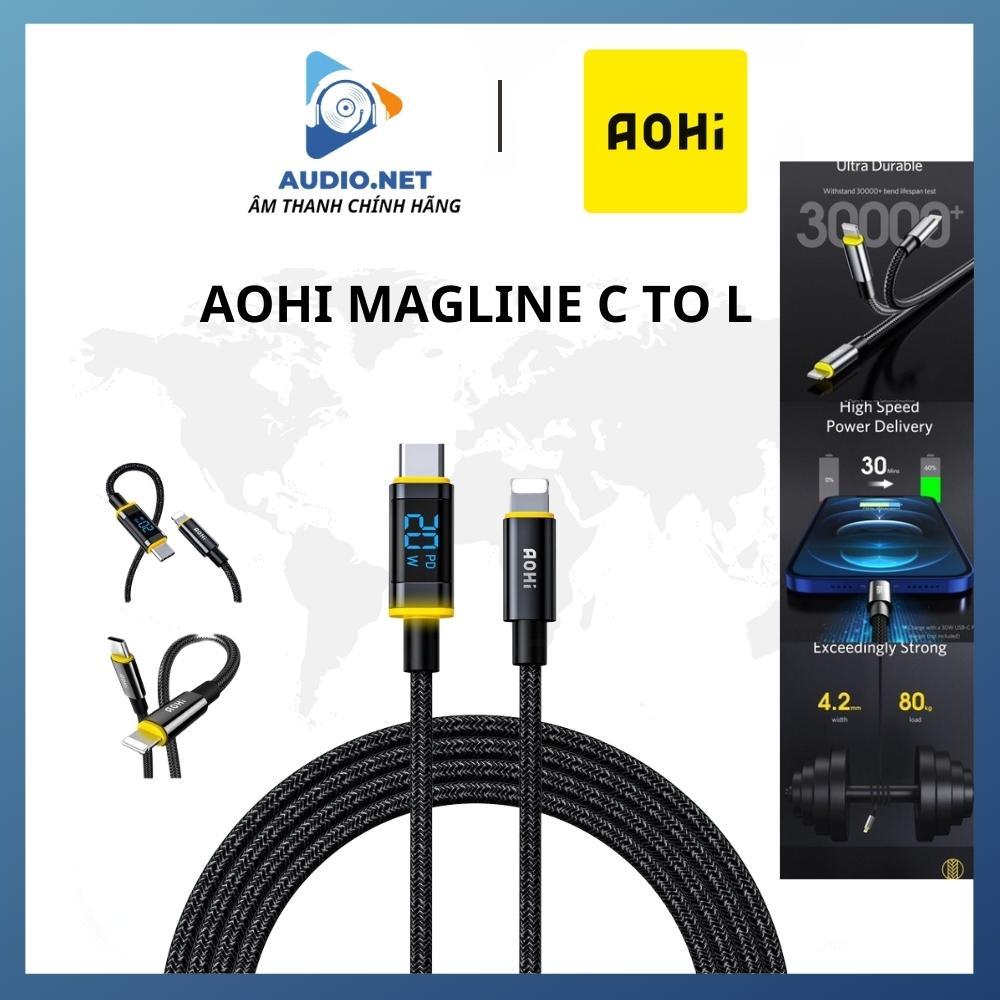 Cáp Aohi bọc dù Magline Pro+ C To L 1.2m hiệu suất 27w mã hiệu AOC-L009 Có Màn Hình hiển thị ...