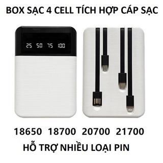 Box sạc dự phòng 4 cell dùng pin 18650 21700 tích hợp đủ cáp sạc mạch ...