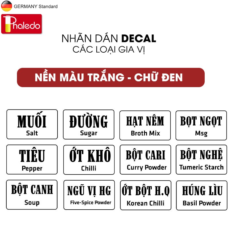 Tem Nhãn Decal Dán Hủ Đựng Gia Vị Muối Bột Ngọt Đường Và Bình Đựng Dầu Ăn Nước Mắm Mật Ong