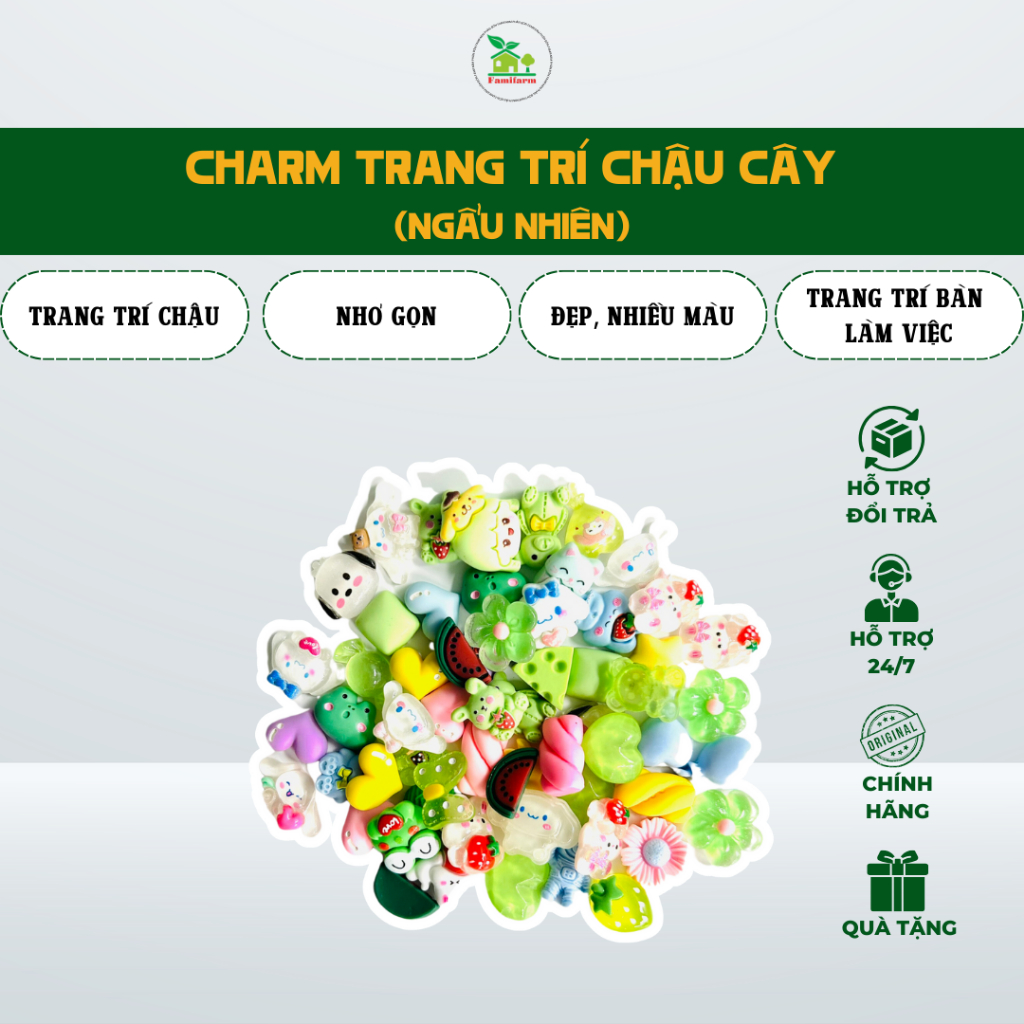 Charm trang trí chậu cây sen đá, xương rồng,...phụ kiện Charm, đồ ...