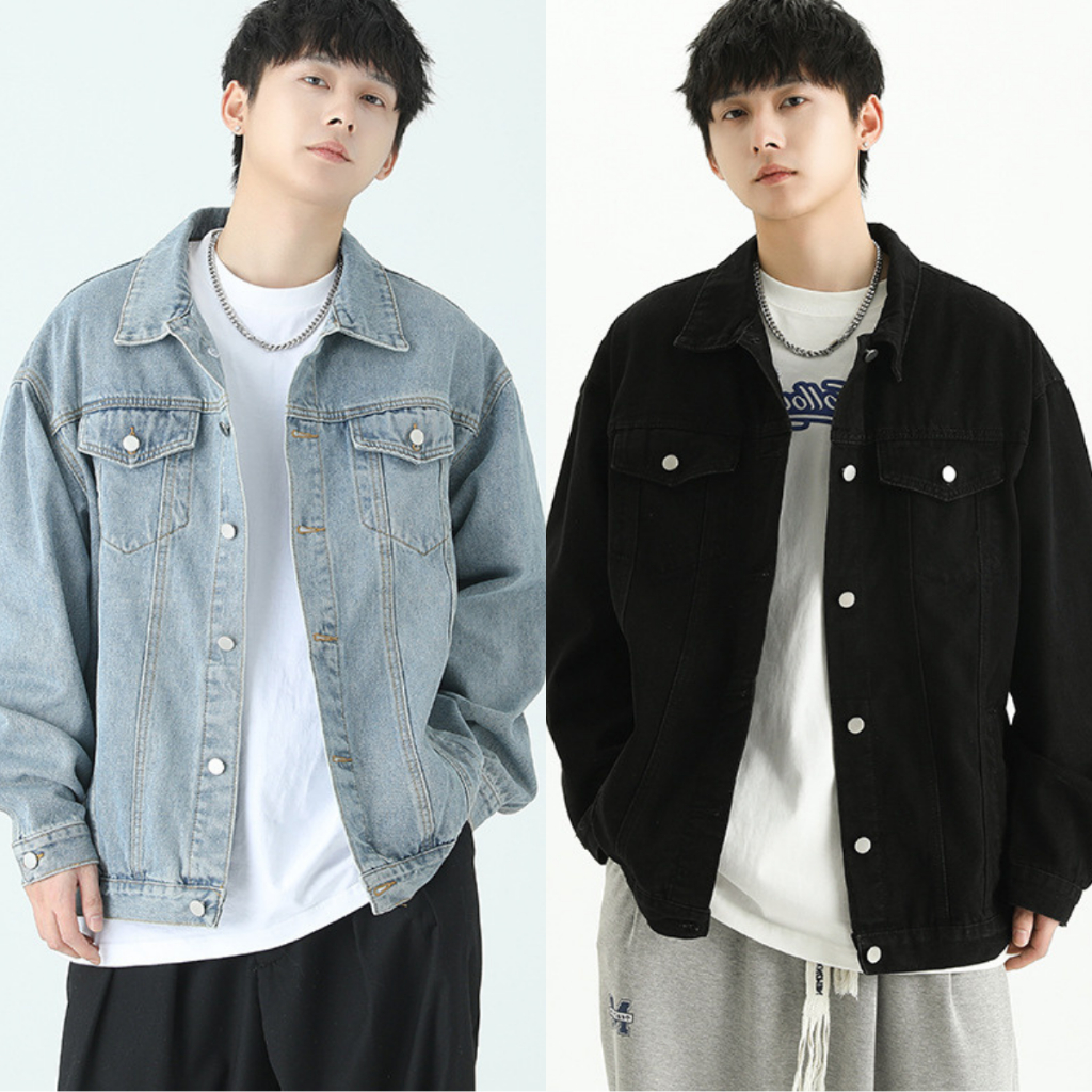 Áo Khoác jean nam trơn cúc cài Unisex nam nữ Form Rộng FABUMAN,áo khoác ...