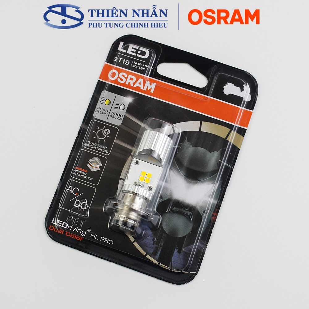 Bóng đèn LED OSRAM T19 (bi cầu thấu kính lưỡng màu) Dream, Wave alpha đời đầu, Wave 125i, Wave ...
