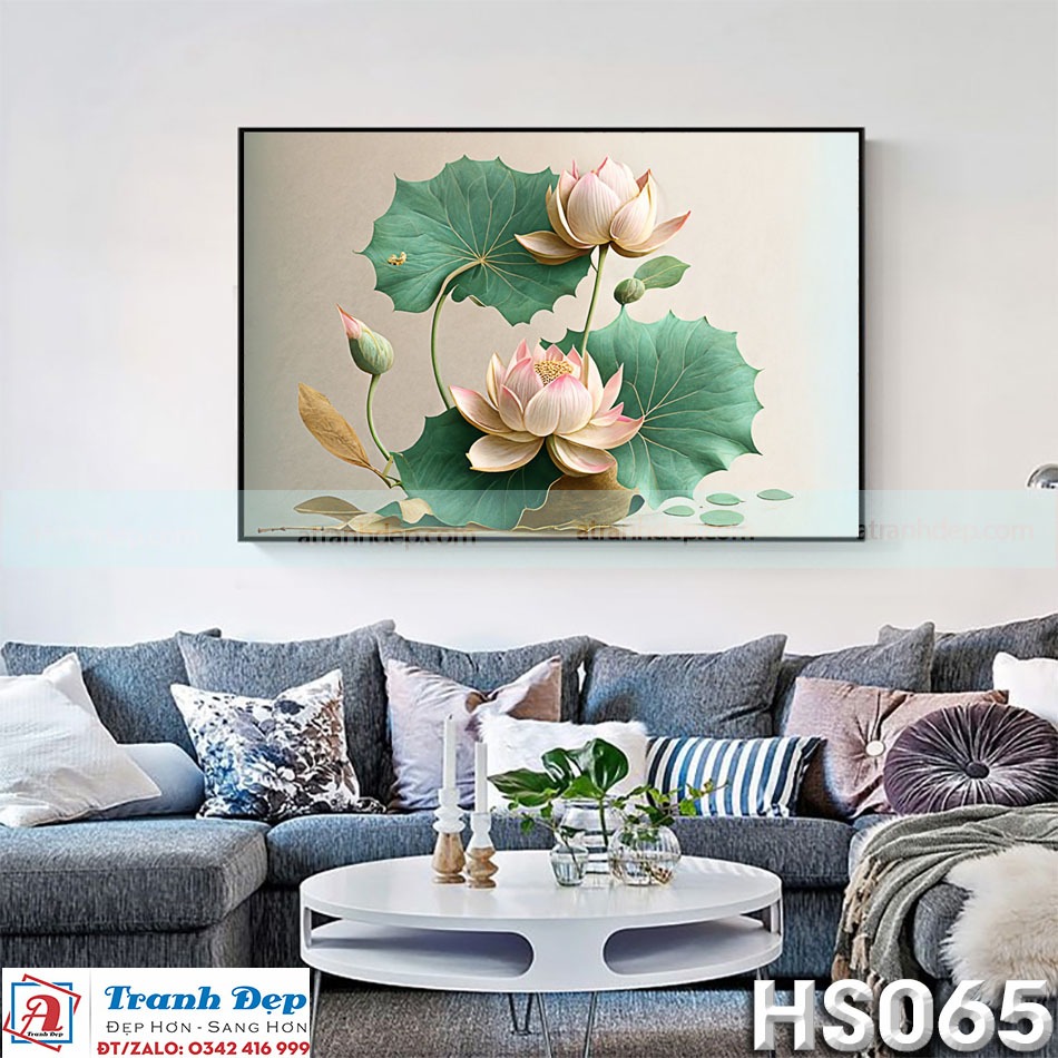 Tranh Canvas Hoa Sen hồng - HS065 | Shopee Việt Nam