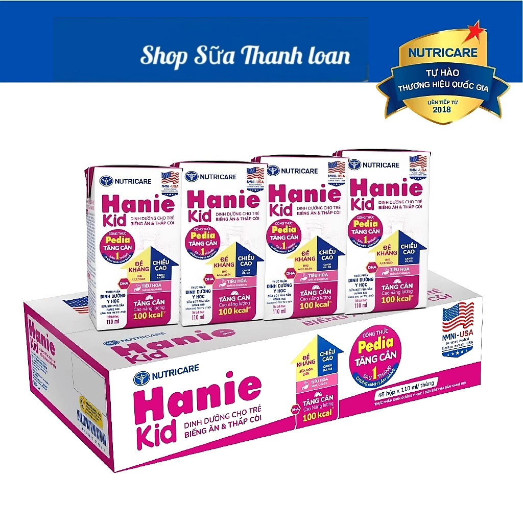 [HSD T1-2025] Thùng 48 Hộp Sữa Nước Nutricare Hanie Kid 110ml Cho Trẻ ...