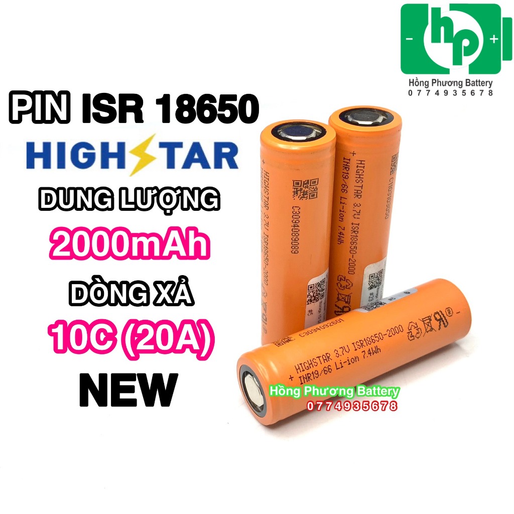 [New] Pin Highstar 18650 DL 2000mAh xả cao 10C 20A mới 100% (HongPhuong) | Shopee Việt Nam