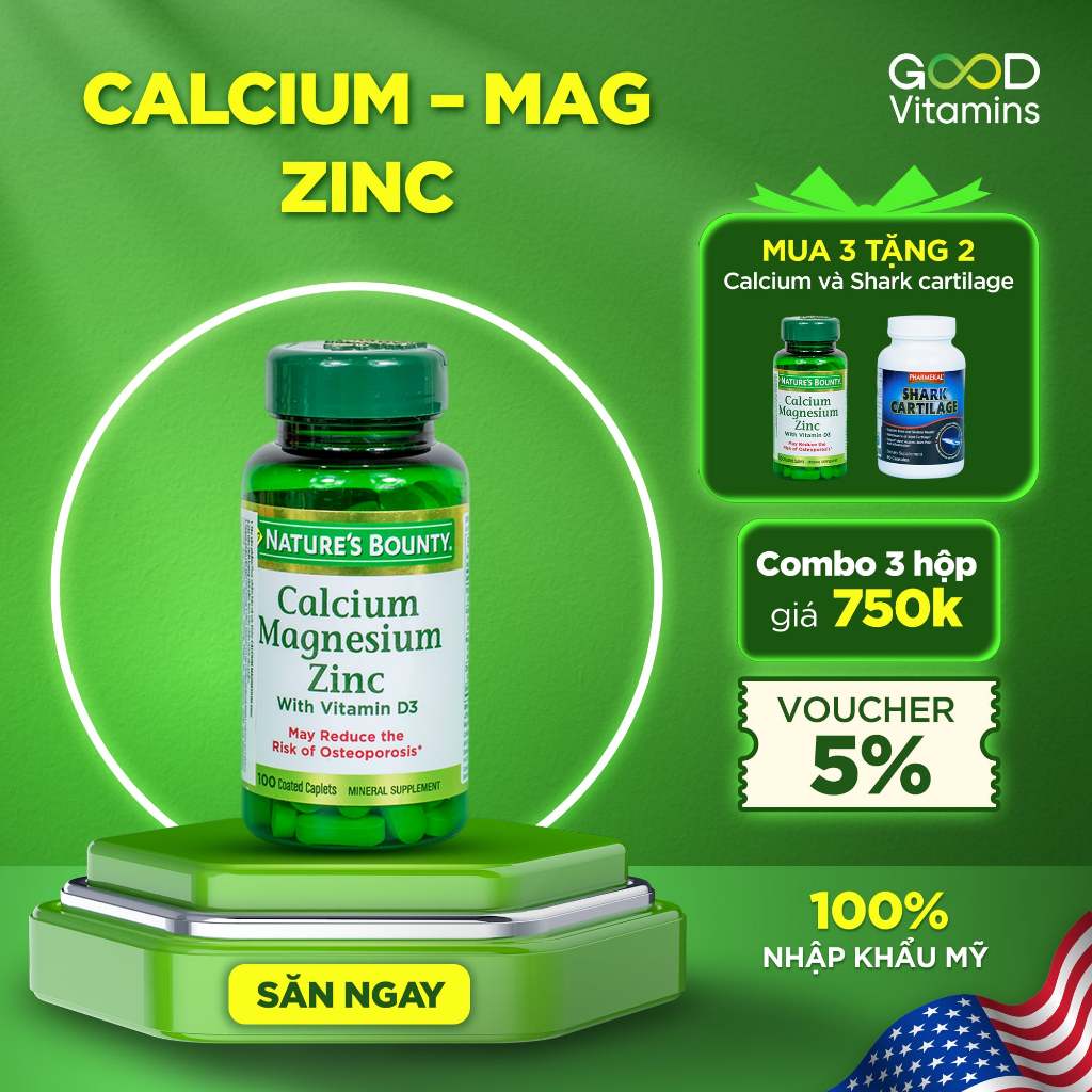 Viên Uống Bổ Sung Canxi Magnesium Zinc With Vitamin D3 Bổ Xương Khớp ...