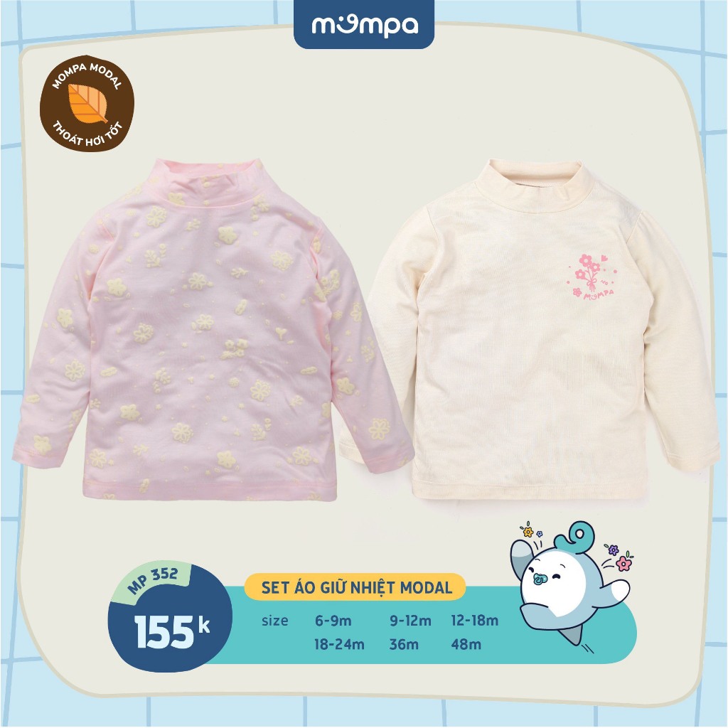 [MOMPA] Set 2 áo giữ nhiệt chất modal mềm mịn, co giãn cho bé 6 tháng ...