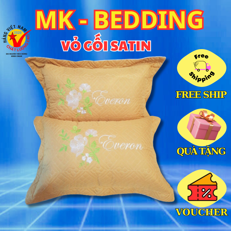 Combo 2 vỏ gối (Áo gối) Satin thêu hoa siêu đẹp | Shopee Việt Nam