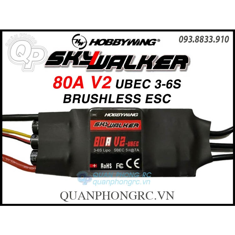 Bộ Điều Tốc Hobbywing SkyWalker 80A V2 UBEC Brushless ESC (3-6S) 80060440 | Shopee Việt Nam