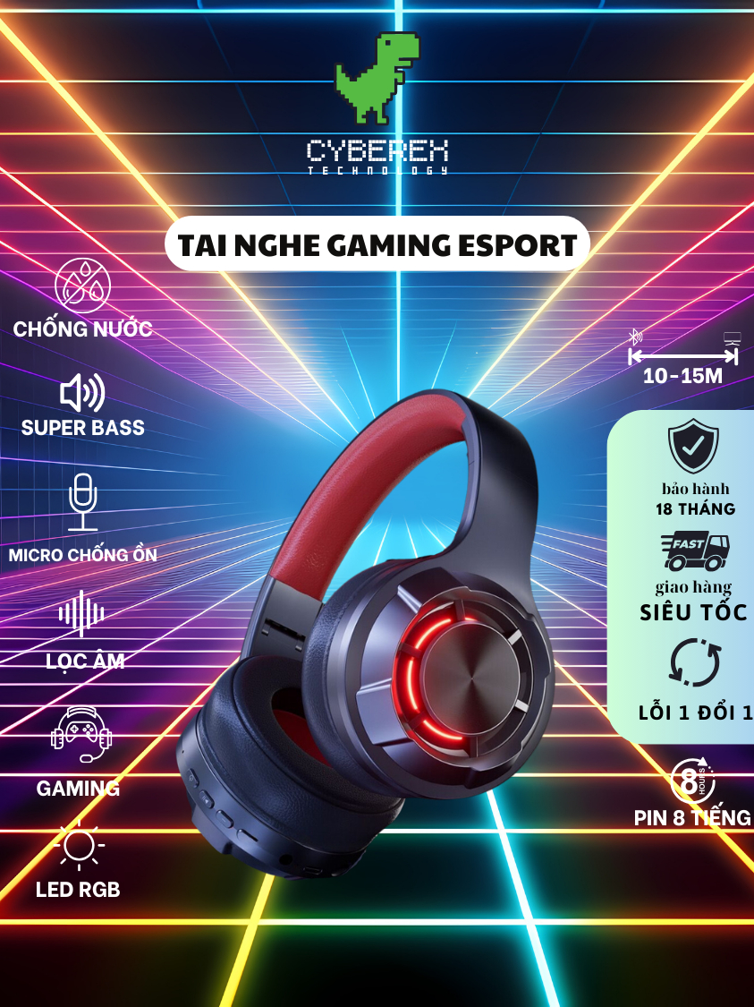 Tai nghe chụp tai tích hợp bluetooth và có dây Gaming Wireless Cyberex ...