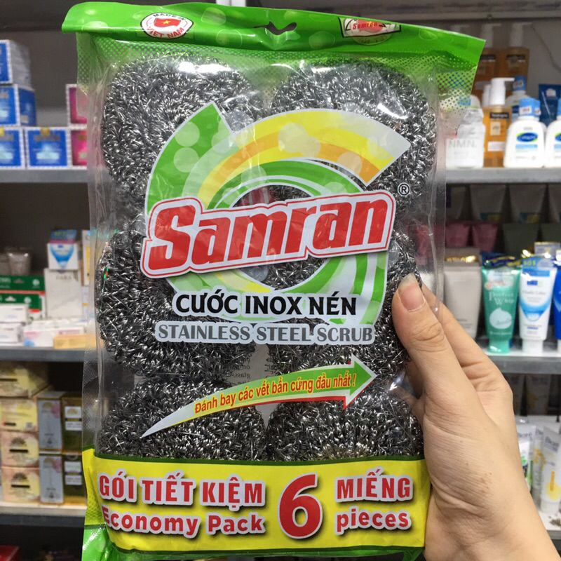 Gói 6 miếng cước rửa chén inox Samran | Shopee Việt Nam