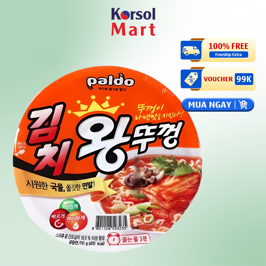 [PALDO] MỲ BÁT NẮP VUA KIM CHI 110G | Shopee Việt Nam