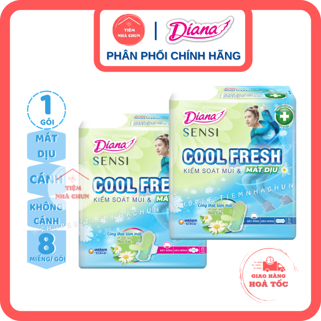 [BVS DIANA SENSI HOA CÚC MÁT DỊU 23CM] Gói 8 Miếng Băng Vệ Sinh Hoa Cúc ...