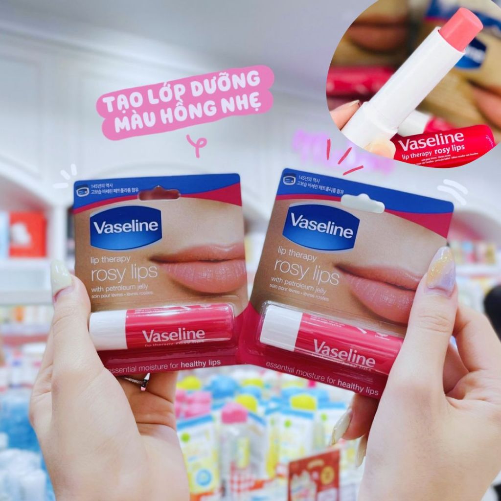 Son Dưỡng Môi Vaseline Hồng Xinh Rosy lips Dạng Thỏi | Shopee Việt Nam