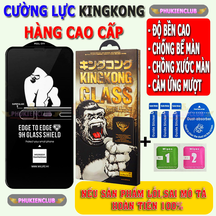 Kính Cường Lực KINGKONG 4D Full Màn cho Iphone 6splus/7/7plus/8/8plus/x/xs/11/12/13/14/pro/max ...