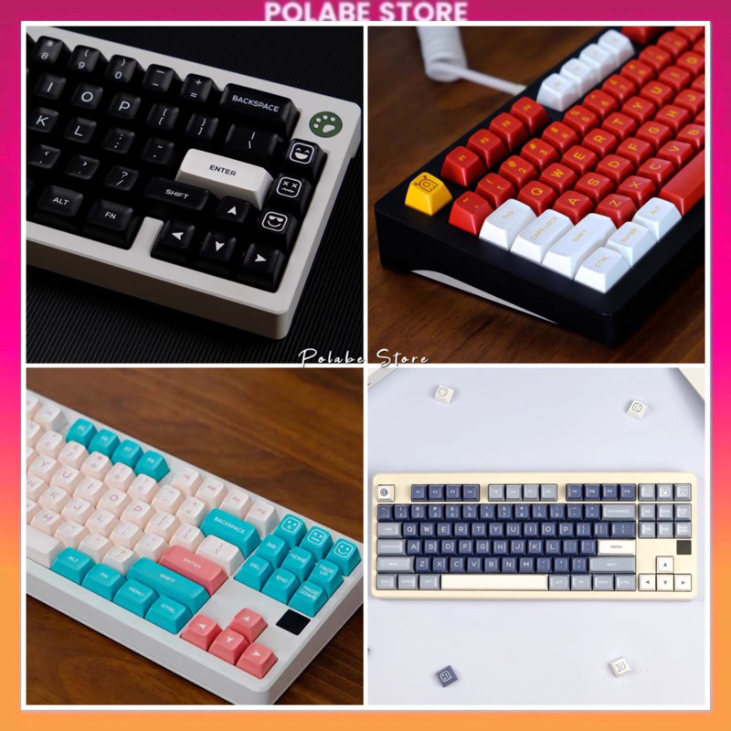 Keycap White on Black Fishing EVA QXA Profile PBT 2 shot bàn phím cơ ...