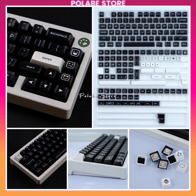 Keycap White on Black Fishing EVA QXA Profile PBT 2 shot bàn phím cơ ...