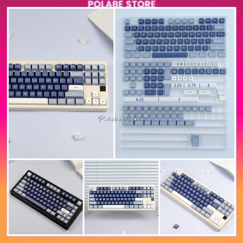 Keycap White on Black Fishing EVA QXA Profile PBT 2 shot bàn phím cơ ...