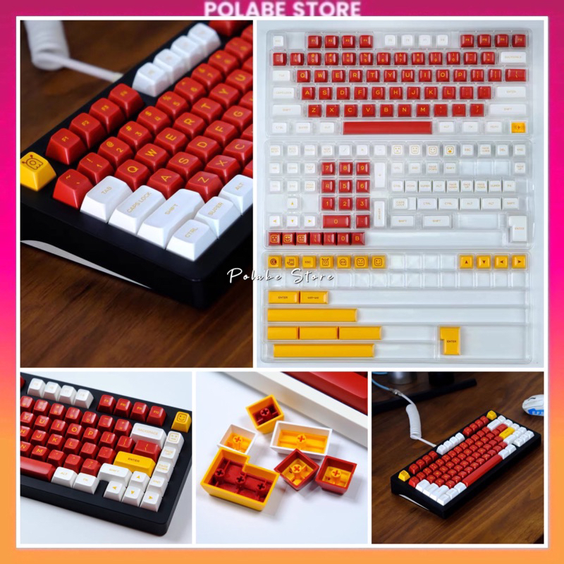 Keycap White on Black Fishing EVA QXA Profile PBT 2 shot bàn phím cơ ...