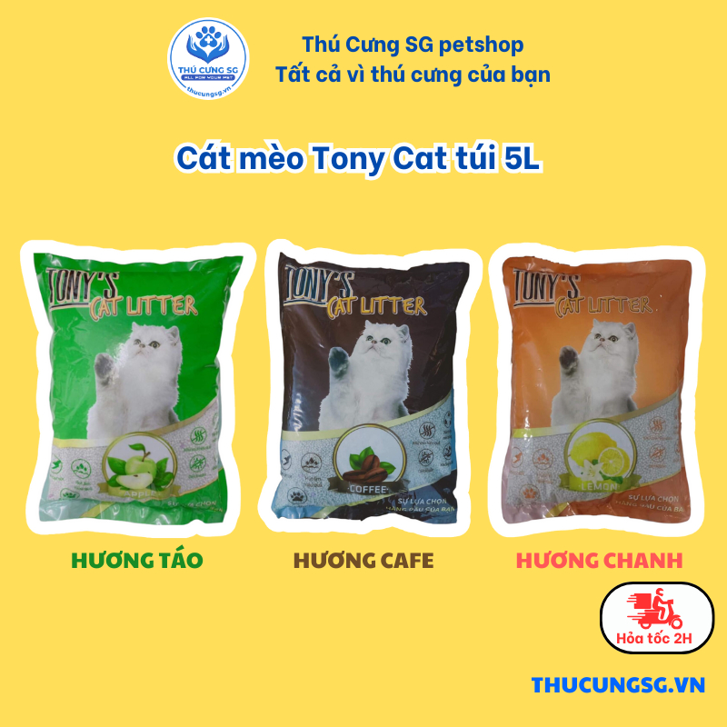 Cát vệ sinh mèo Tony Cat Litter bao 5L(hạt to siêu vón,ít bụi) | Shopee ...
