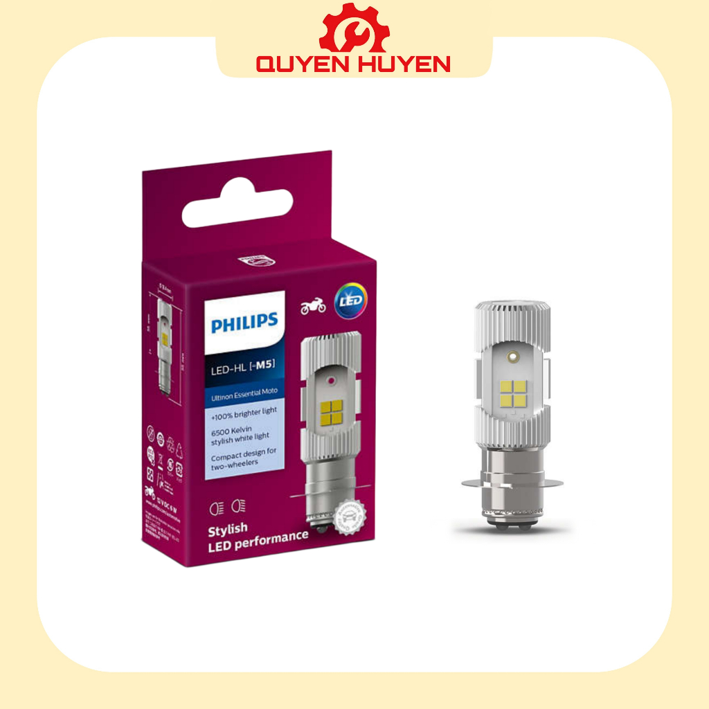 [Chính hãng] Bóng đèn pha LED xe máy Philips M5, H4/HS1 - Dream, Wave, Cub, Future, Lead, Air ...